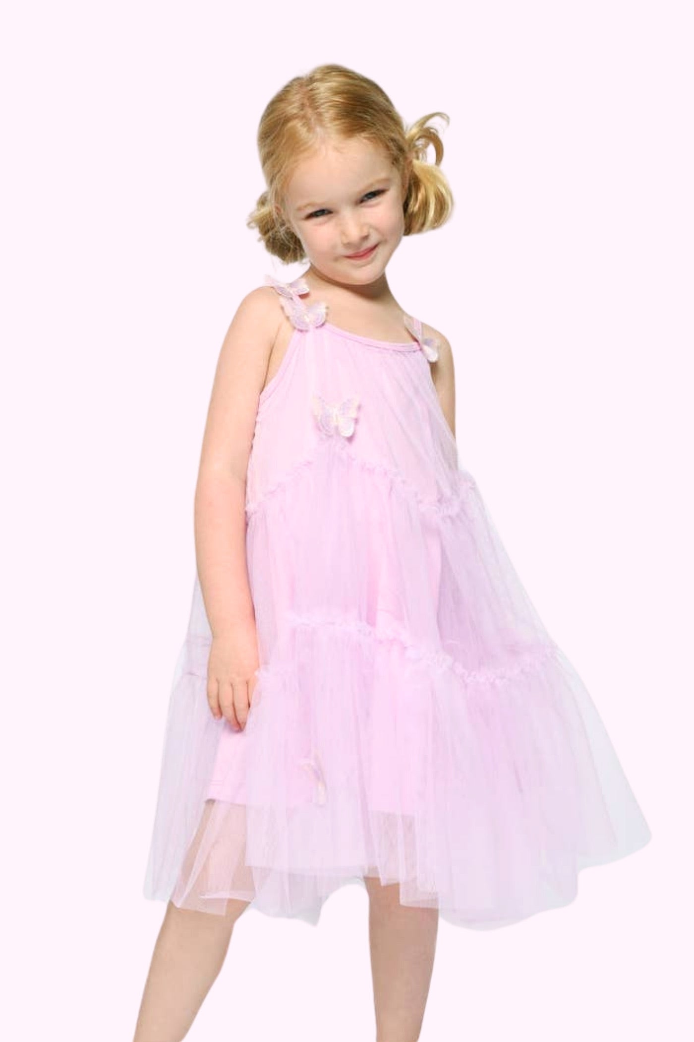 Infant l Toddler l Little Girl Tiered Mesh Ruffle Butterfly Midi Dress ...