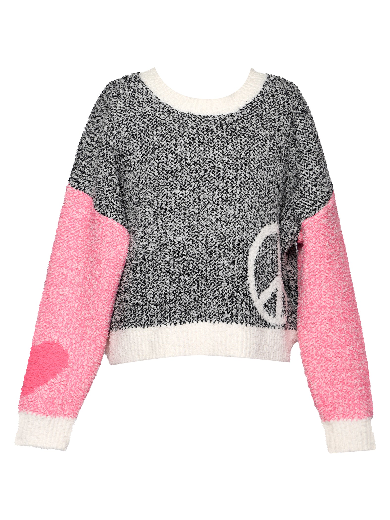 PEACE SIGN KNIT SWEATER W/ HEART SLEEVE – HANNAH BANANA