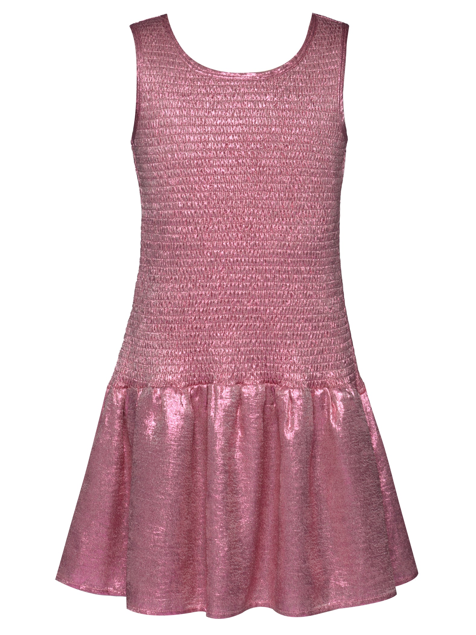 SHIMMER SHIRRED DROP WAIST DRESS – HANNAH BANANA