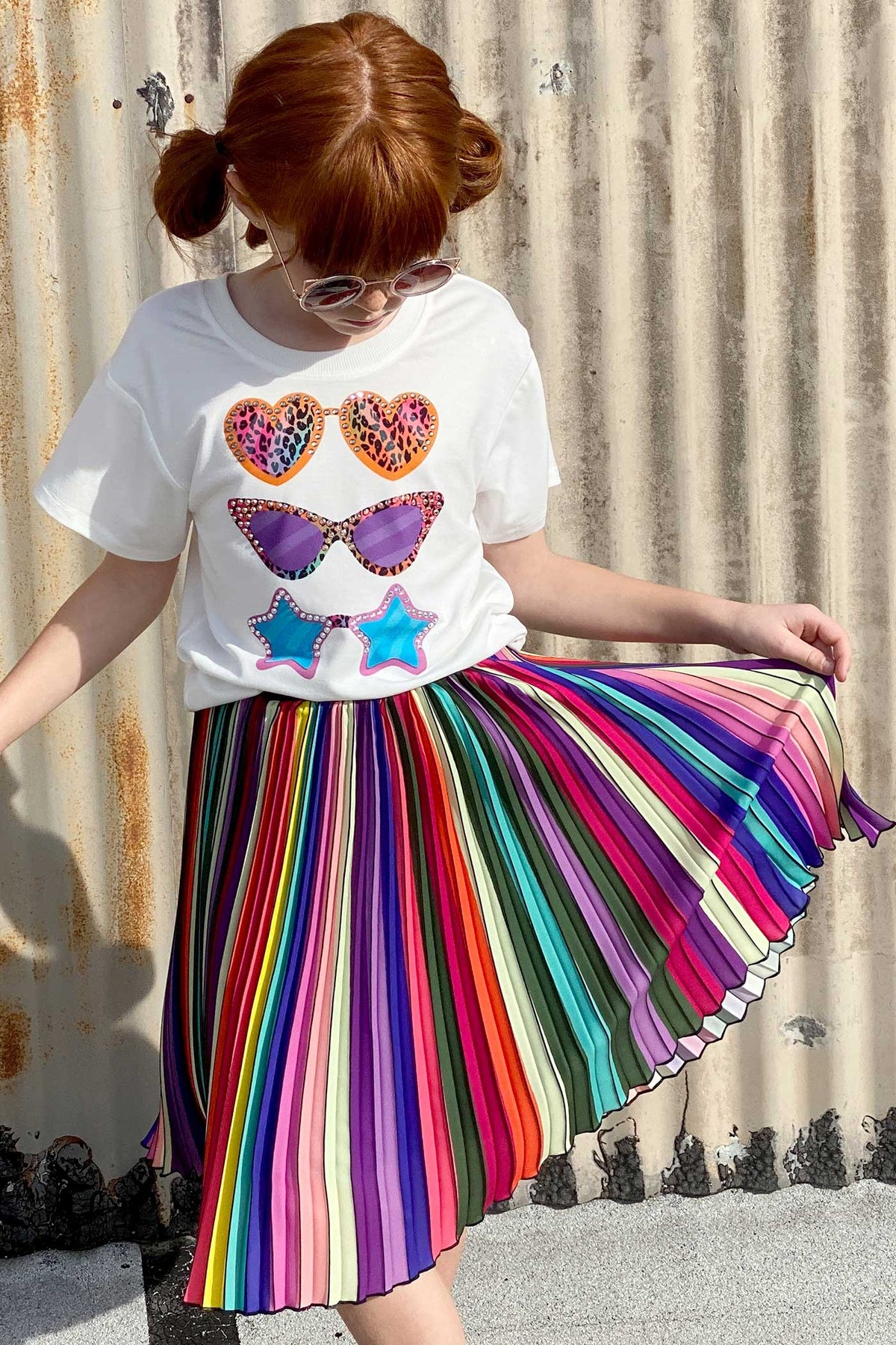 Hannah Banana | Girls Rainbow Pleated Midi Skirt – myhannahbanana