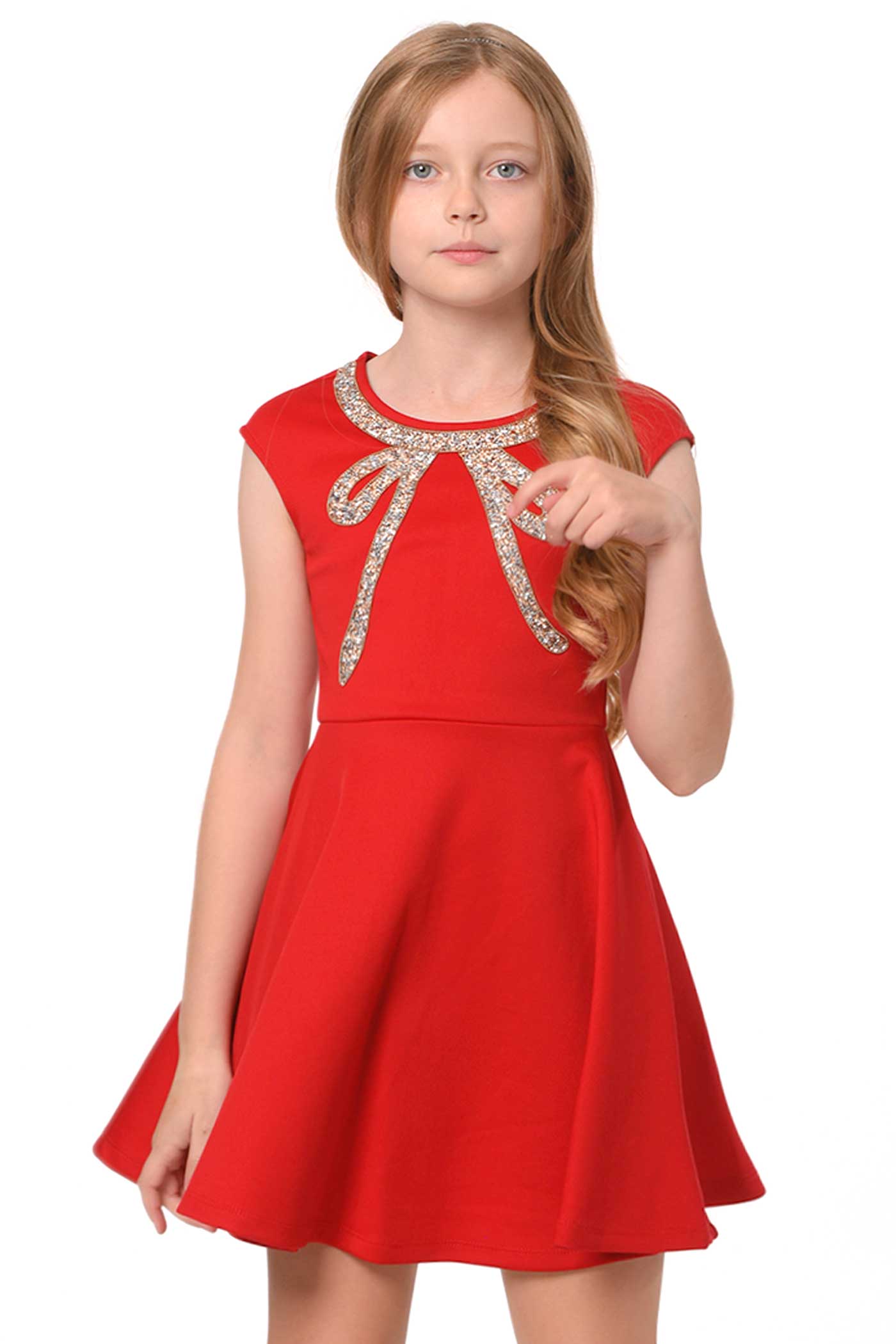 Truly Me | Big Girls Fit and Flare Skater Dress with Jeweled Bow ...
